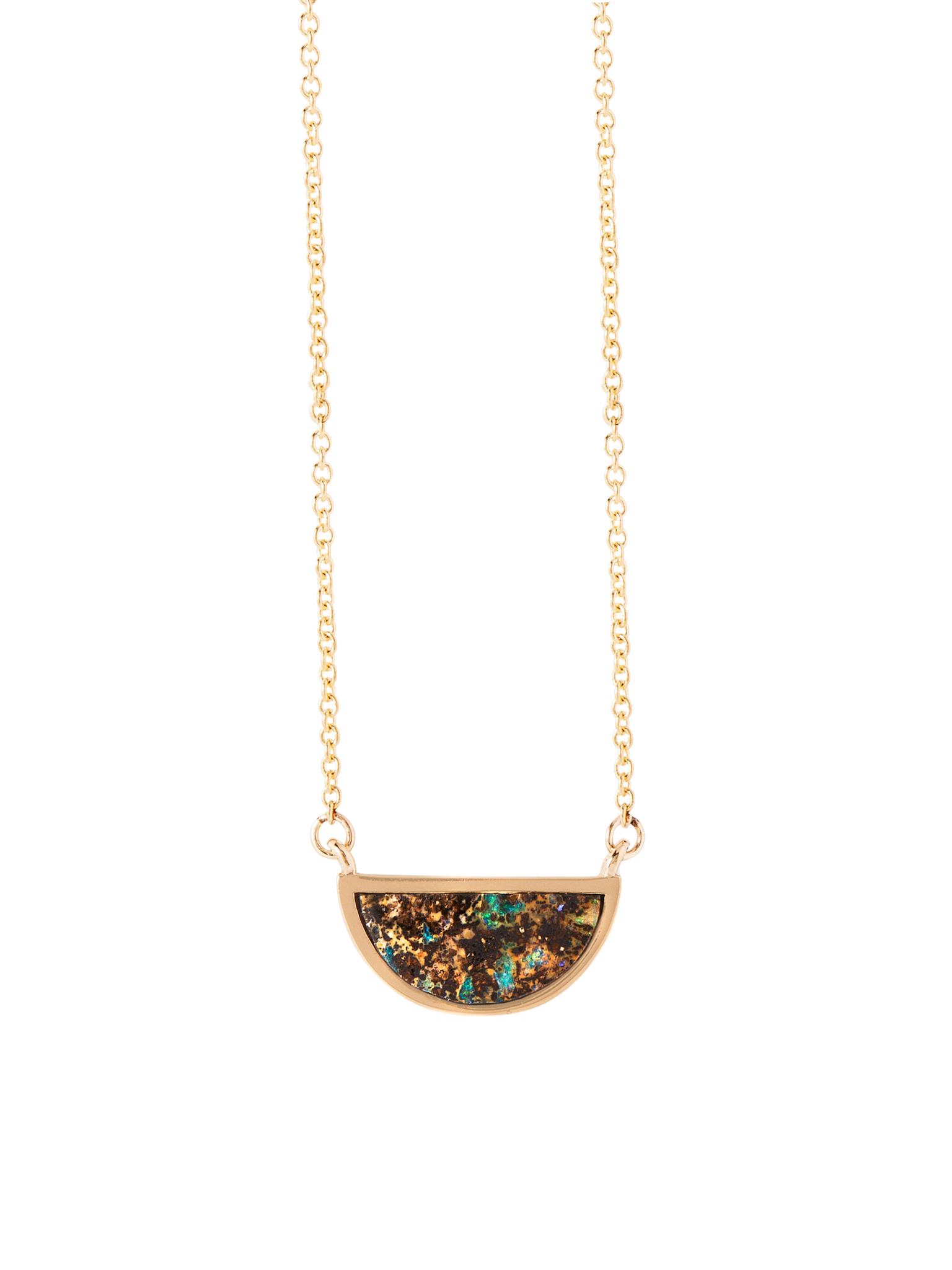 One half matrix boulder opal pendant necklace by Casual Seance | Finematter