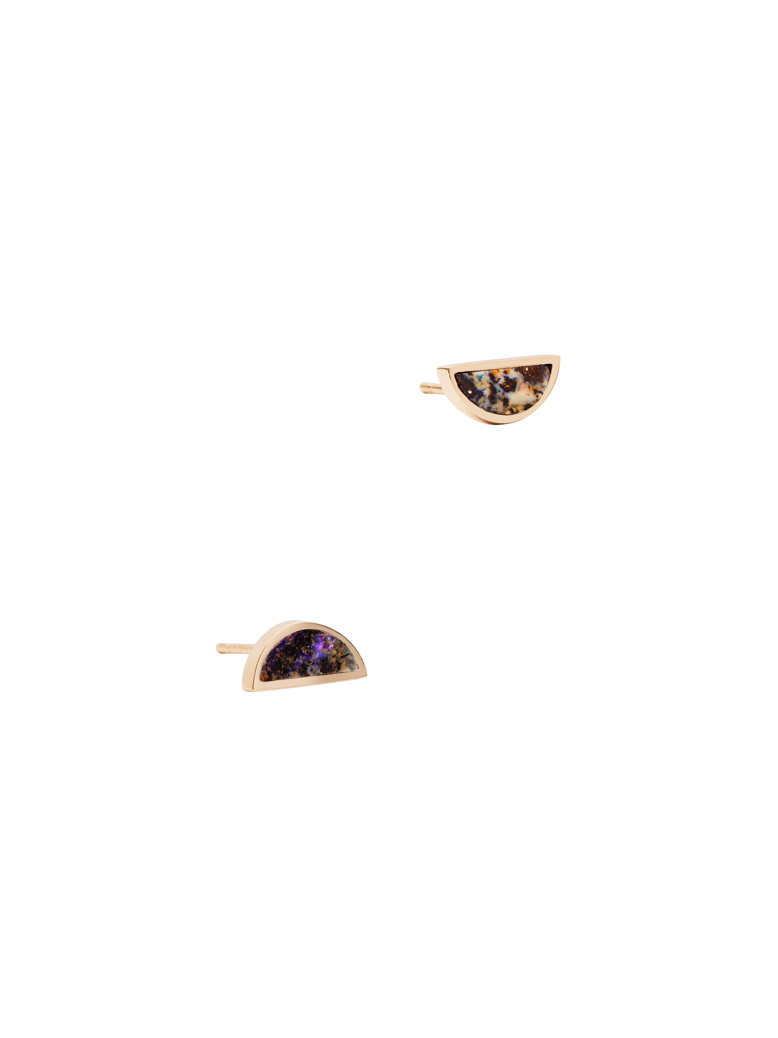 One half matrix boulder opal studs by Casual Seance | Finematter