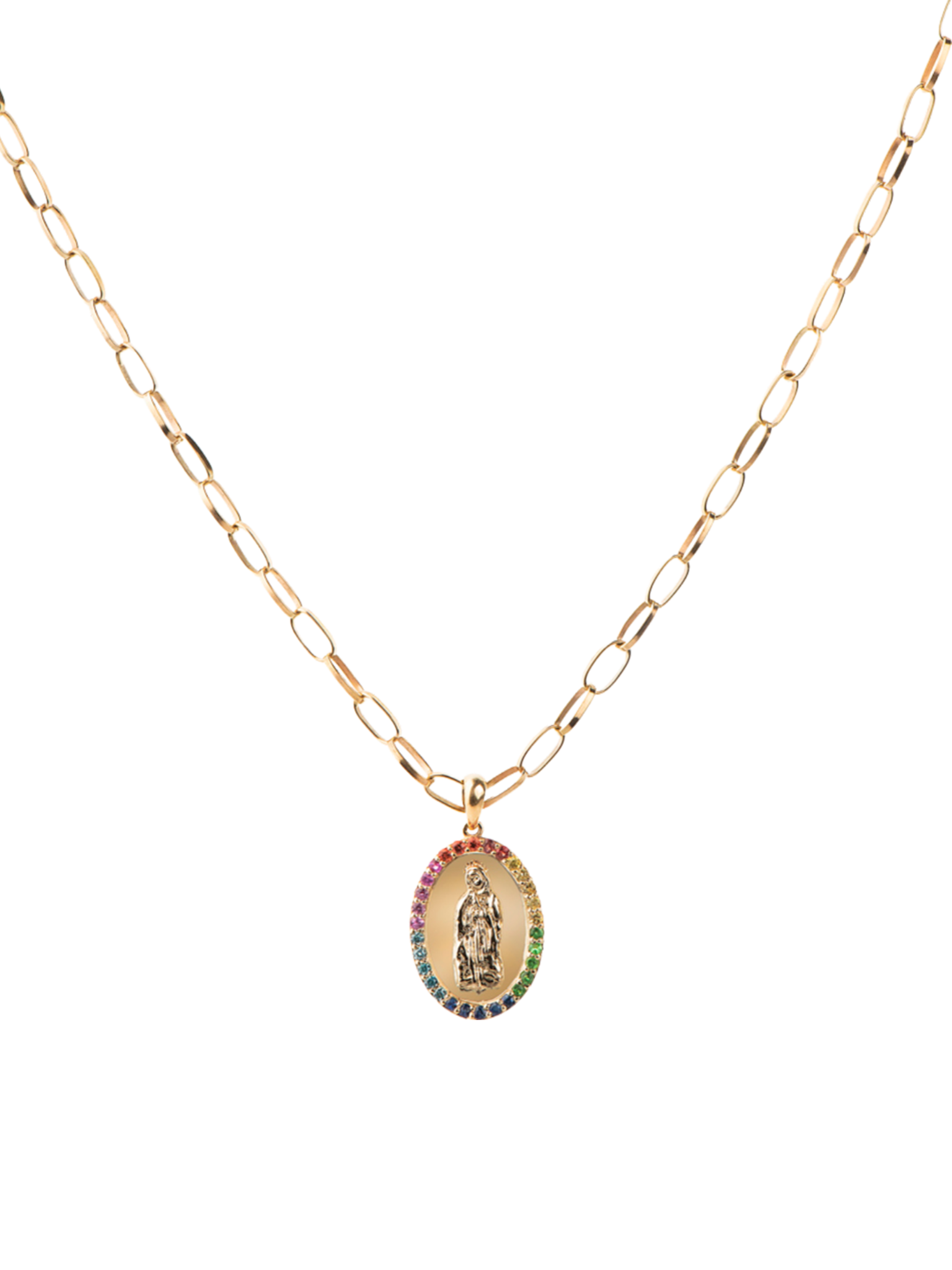 Virgin mary colourful pendant necklace by Politia Jewellery | Finematter