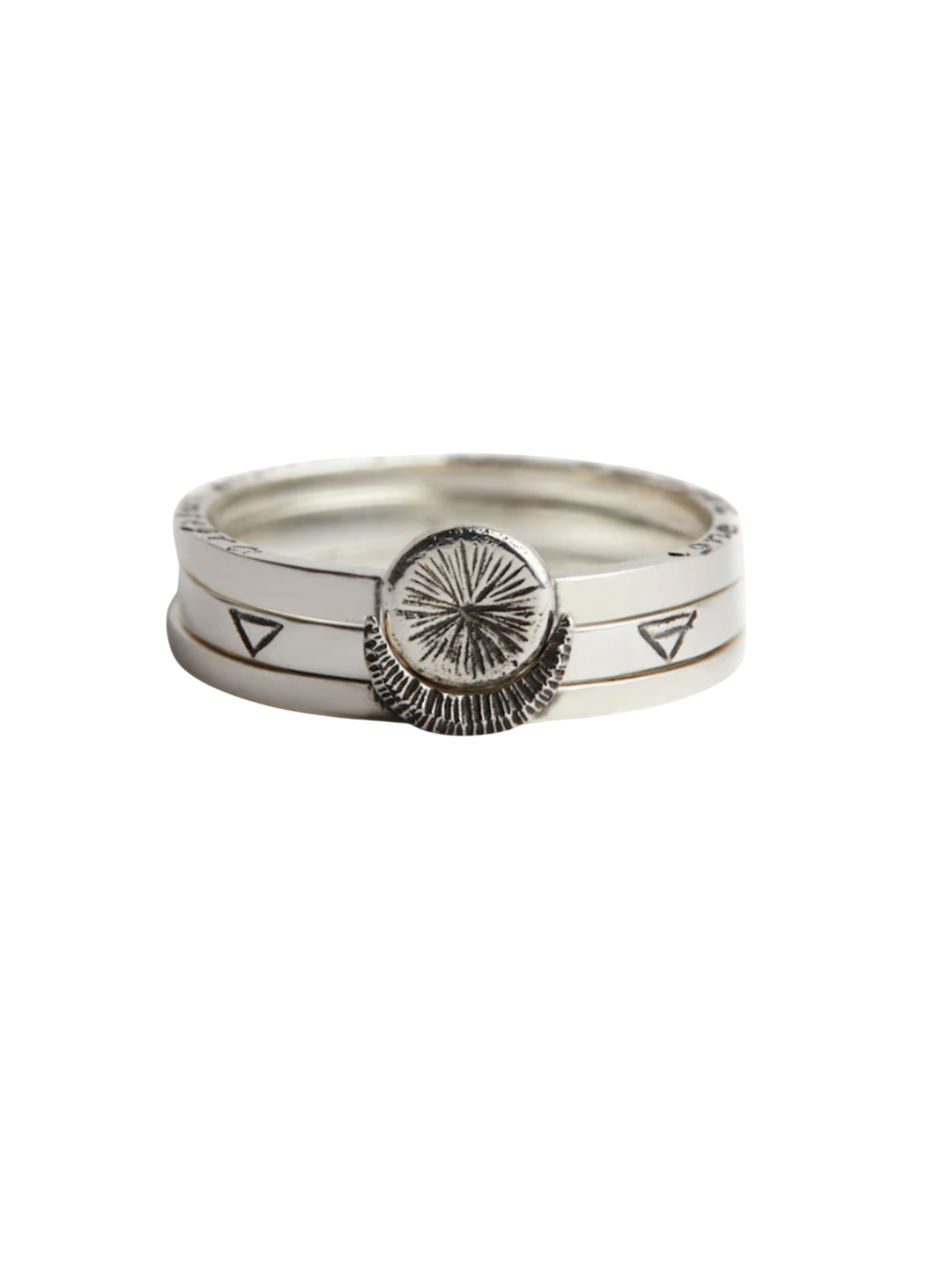 Sun moon four elements rings set silver by Rachel Entwistle | Finematter