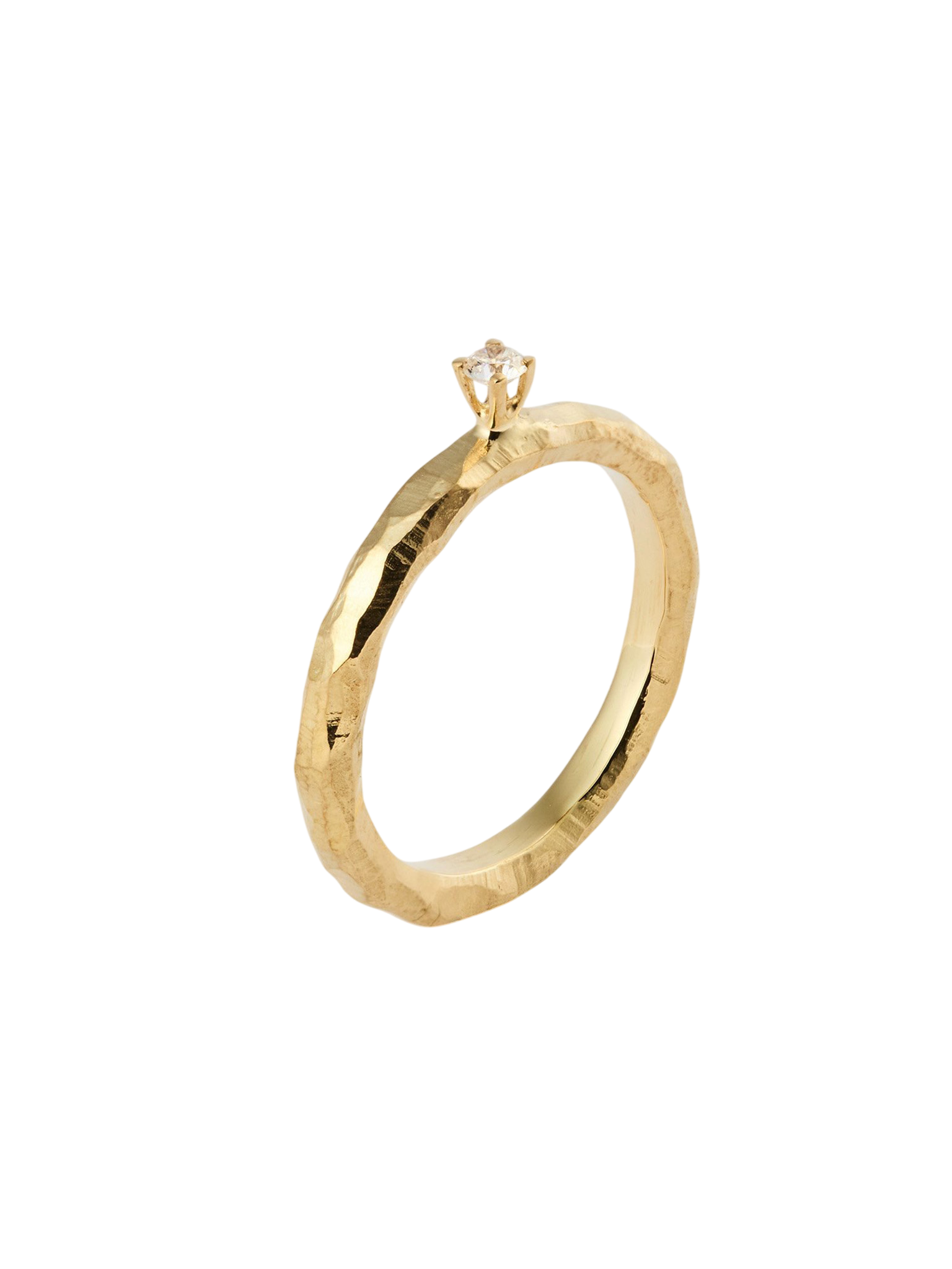 Ringo solitaire - ring in 18k yellow gold with 0,06ct diamond, 3,0 mm ...